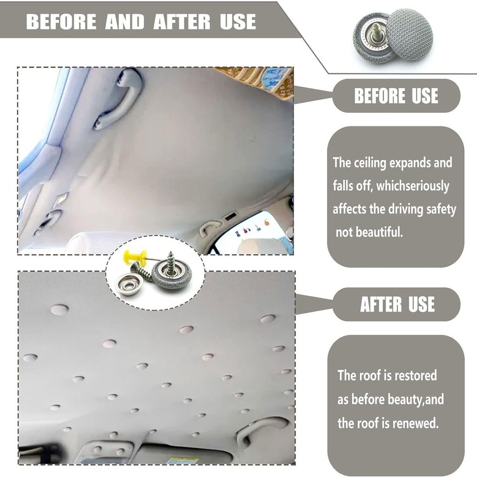 60PCS Car Roof Liner Ceiling Kit Repair Buckle Sagging Headliner Pins ...