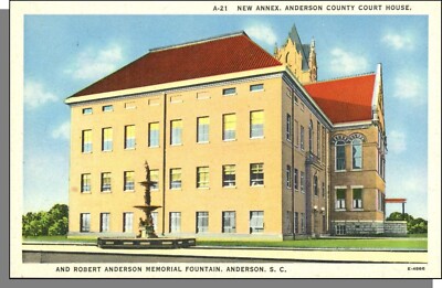 E4866: County Courthouse, Robert Anderson Memorial Fountain, Anderson ...
