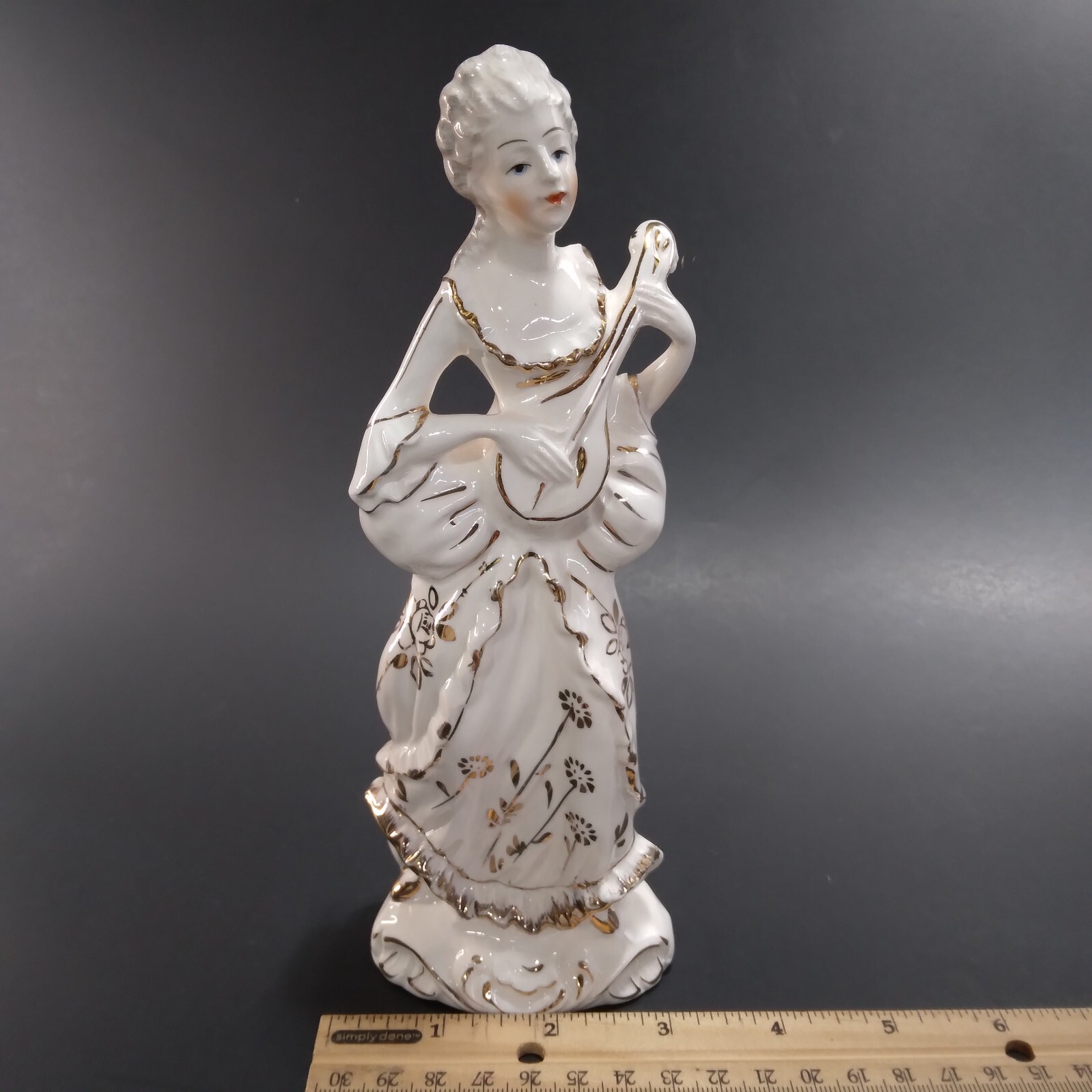 Porcelain Victorian Woman Playing Mandolin Figurine Vintage Japan ...