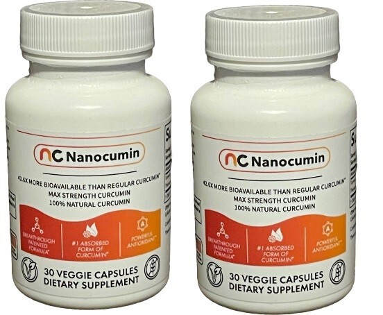 2 Nanocumin Max Strength 100% Curcumin Joint Liver Health 30 Capsules ...