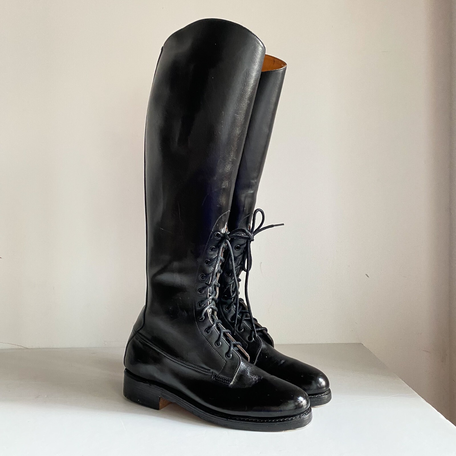 Dehner's Custome MAde Balck Leather Knee high Lace up… - Gem