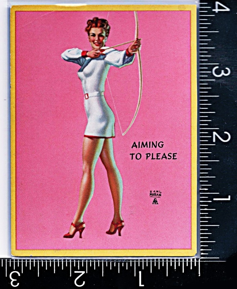 VINTAGE 1941 EARL MORAN "AIMING TO PLEASE" PIN-UP GIRL CALENDAR TOPPER ...