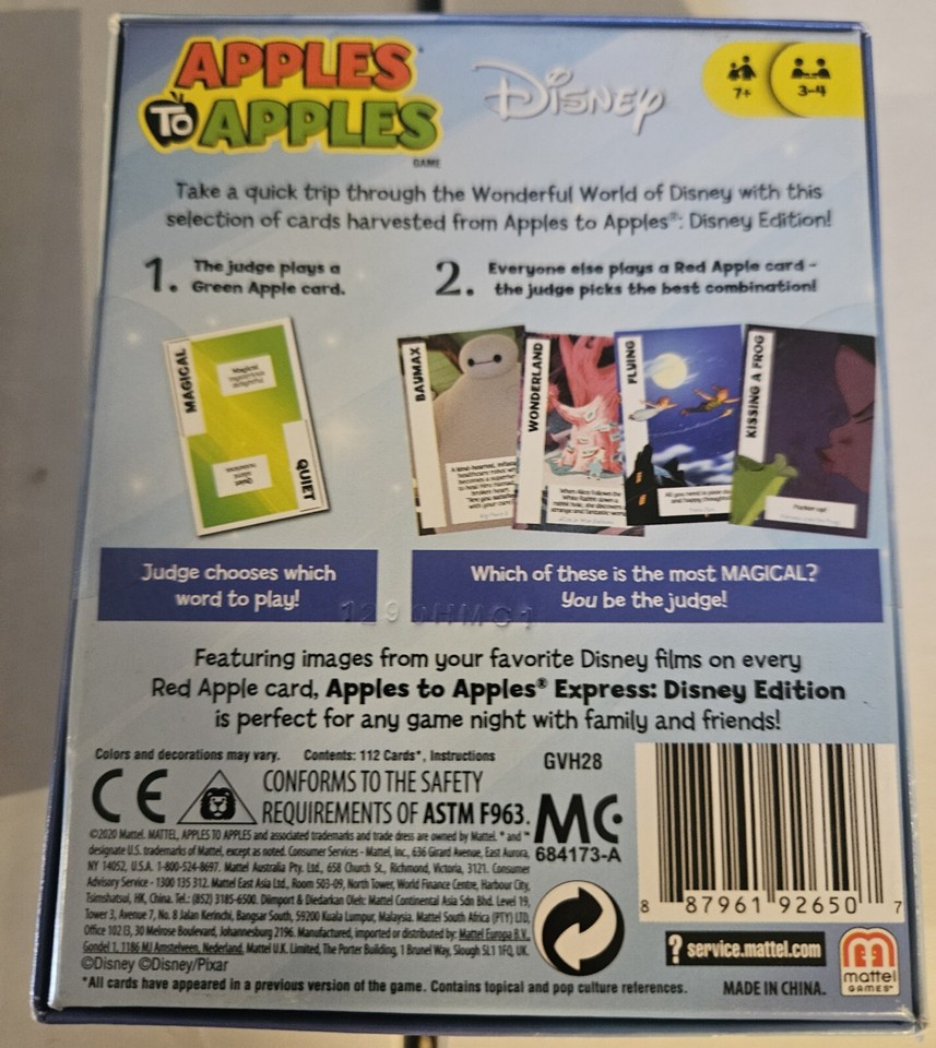 NEW Apples to Apples Express Mattel Card Game Disney Edition GVH28 ...