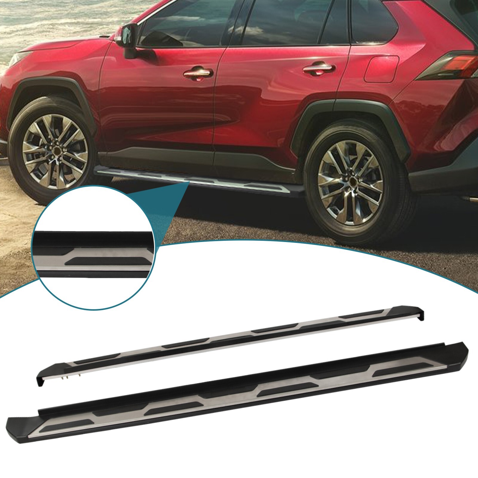 For 2018-2024 Toyota RAV4 Running Boards Side Steps Nerf Bars Upgraded ...