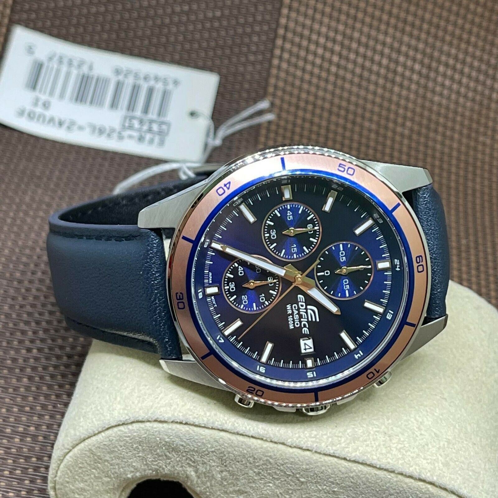 Casio Edifice EFR-526L-2A Blue Analog Leather Chronograph Quartz Men's ...
