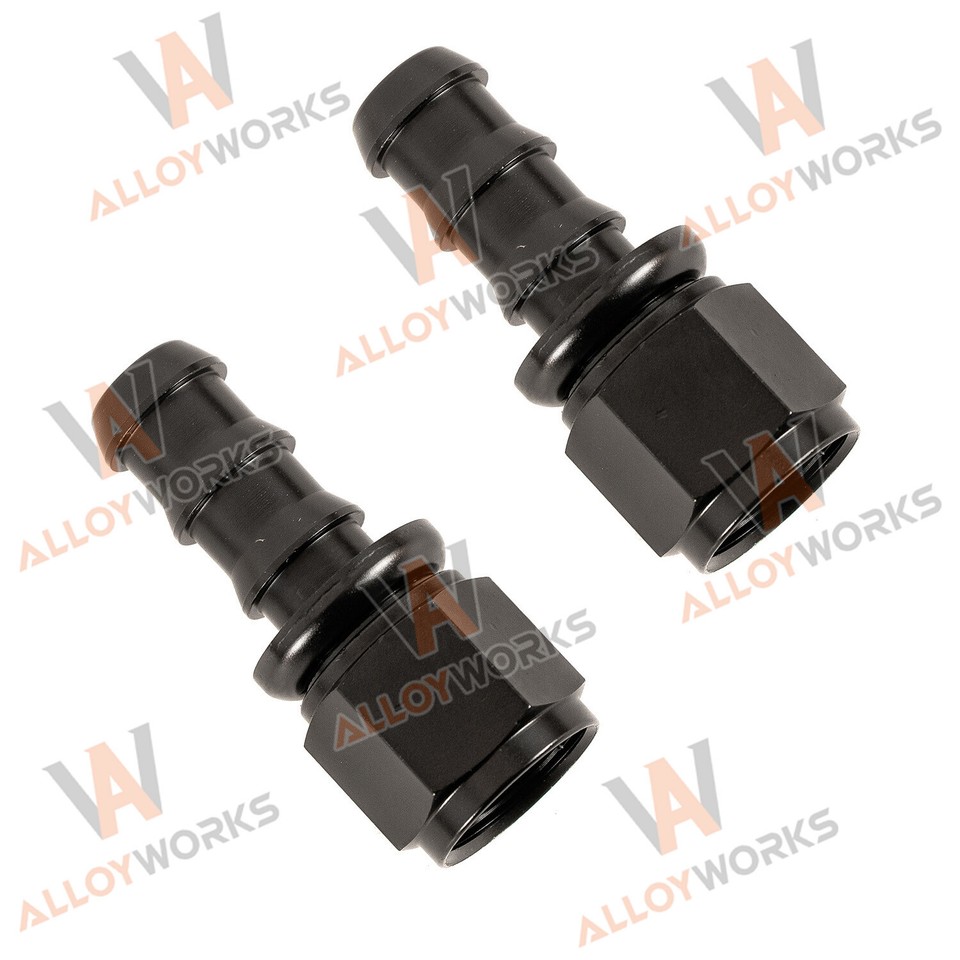 2PCS 10AN 7/8-14UNF Straight Push Lock Hose Fitting End Black | eBay