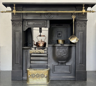 Restored Antique Cast Iron Victorian Kitchen Cooking Range Fireplace ...