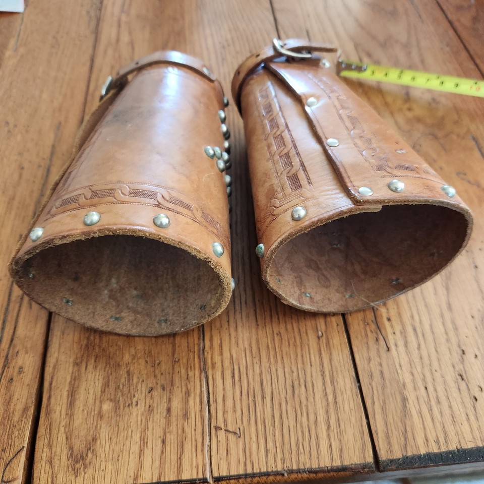 Western Americana ANTIQUE LEATHER ROPING CUFFS | eBay