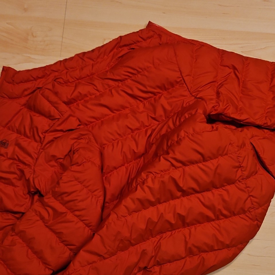 REI Co-op Down Insulated Puffer Jacket Men's XL Orange Full Zip Quilted ...