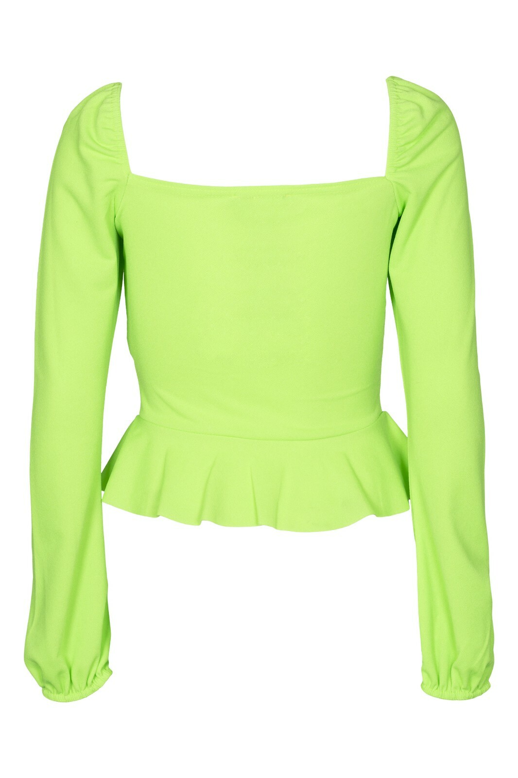 Women's Peplum Top Full Sleeve Neon Plain Frill Dress Blouse for ladies ...