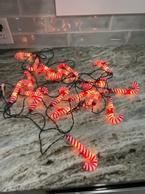 Blow Mold Candy Cane With Bows String Lights 20 Candy Canes Works ...