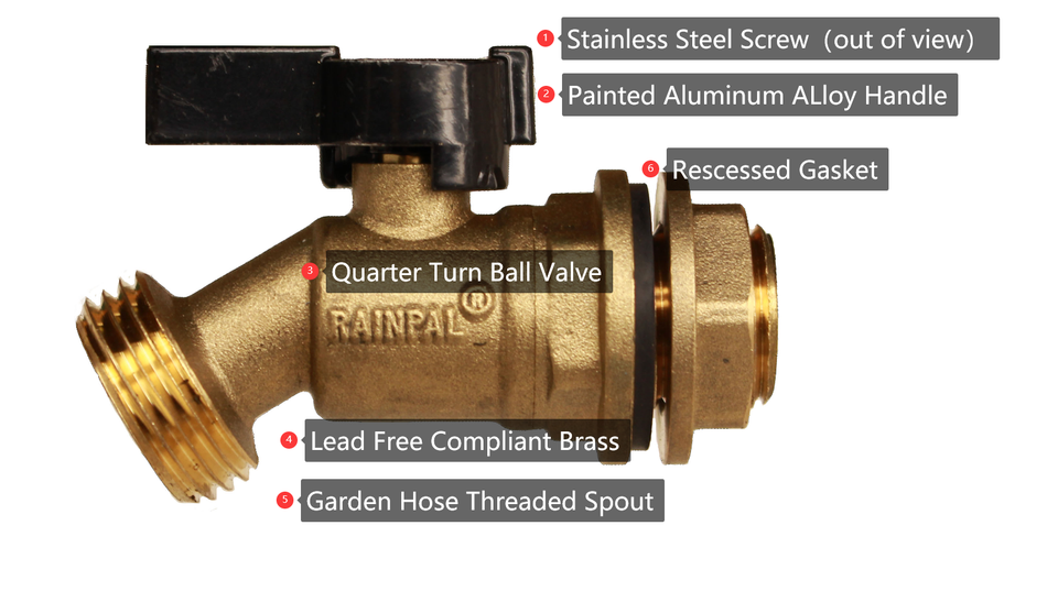 RAINPAL RBS005 Bucket/Container/Rain Barrel Brass Spigot/Ball Valve LF ...