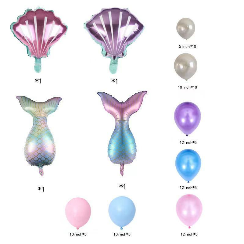 Mermaid Tail Shell Foil Stand Metallic Display Balloons Birthday Party ...