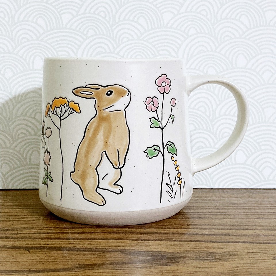 Bunny Rabbit Coffee Mug Large 17 oz Hand Painted Spring Easter Eli ...