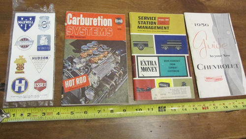 1956 Chevy Chevrolet guide book w/ Carburetion Systems & Service ...