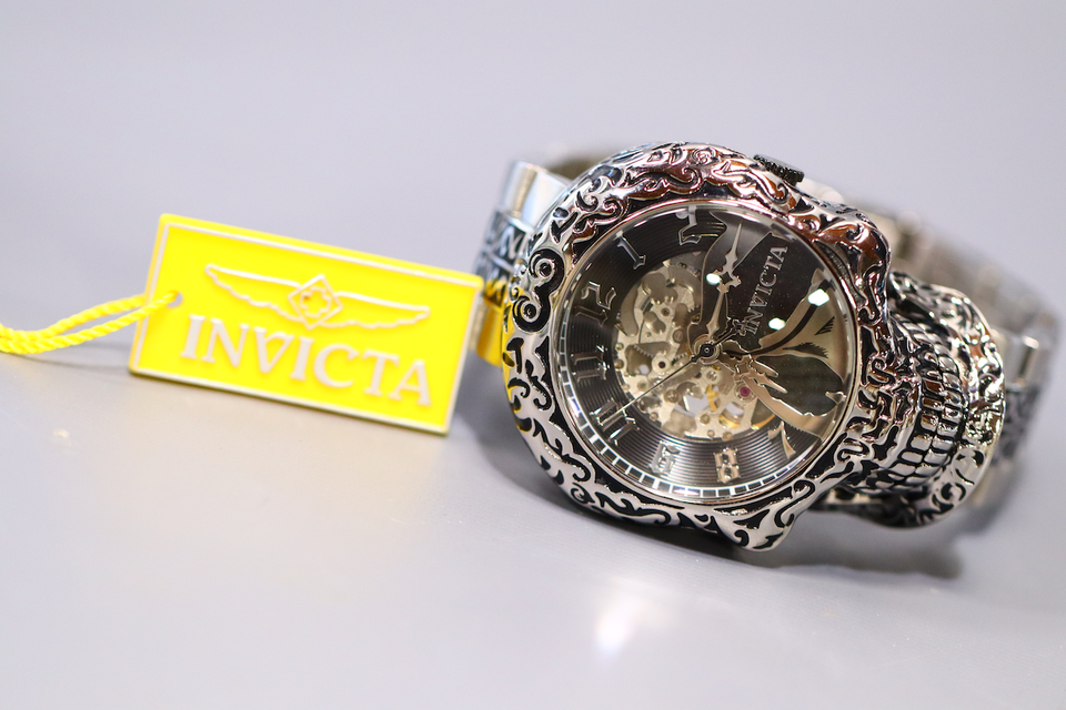 Invicta Artist Collection Skull Case 50mm Antique Silver/Black ...