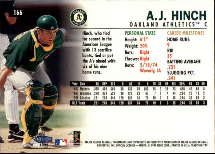 1999 Fleer Tradition - #166 A.J. Hinch for sale online | eBay