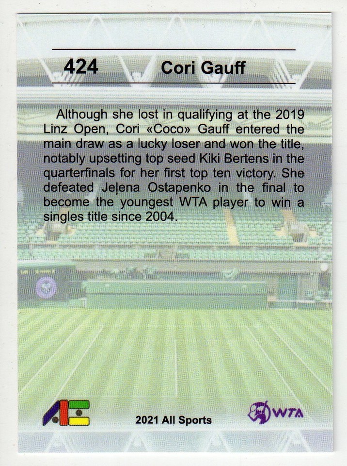 2020/21 CORI COCO GAUFF ALL SPORTS WTA ROOKIE CARD #424 RC L@@K! nc | eBay