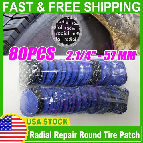 80 PCS MEDIUM SIZE (2-1/4") ROUND RADIAL REPAIR TIRE PATCHES WITH HIGH ...