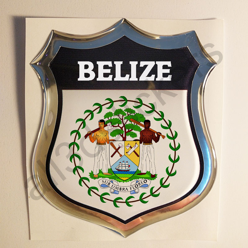 Sticker Belize Emblem Coat of Arms Shield 3D Resin Domed Gel Vinyl ...