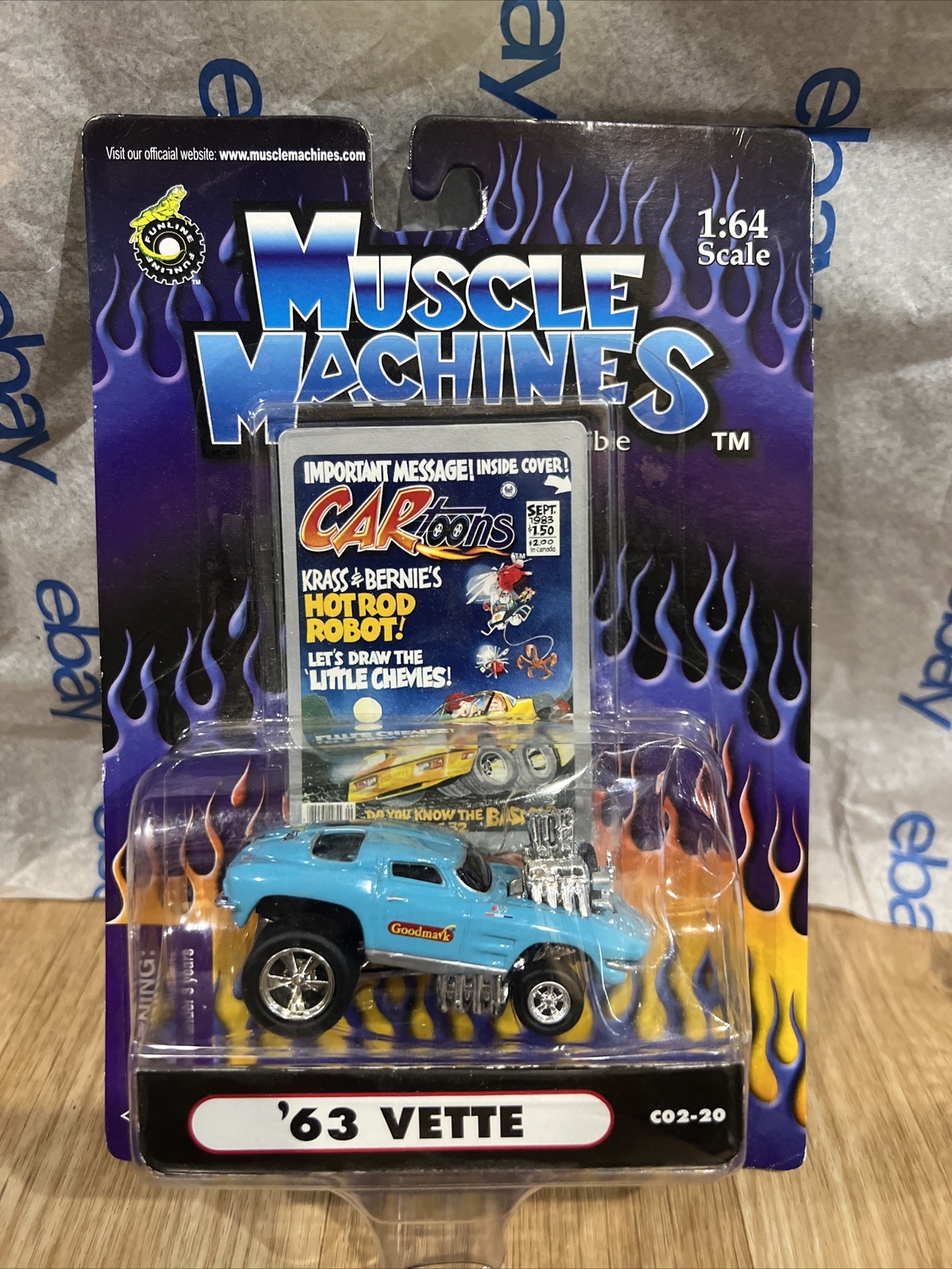 1/64 MUSCLE MACHINES CAR TOONS 1963 CHEVROLET CORVETTE BLUE 63 VETTE | eBay
