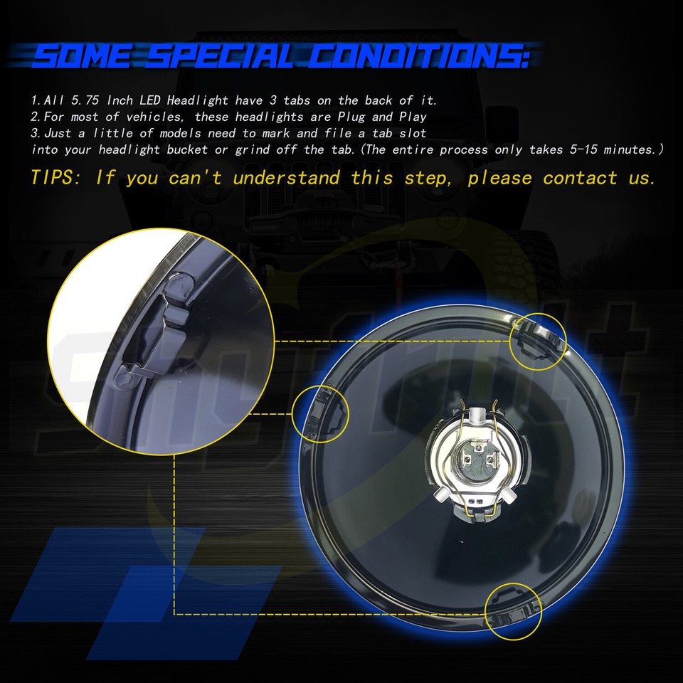 Pair Fit AC-Shelby Cobra 1962-1973 7" inch Round LED Headlights ...