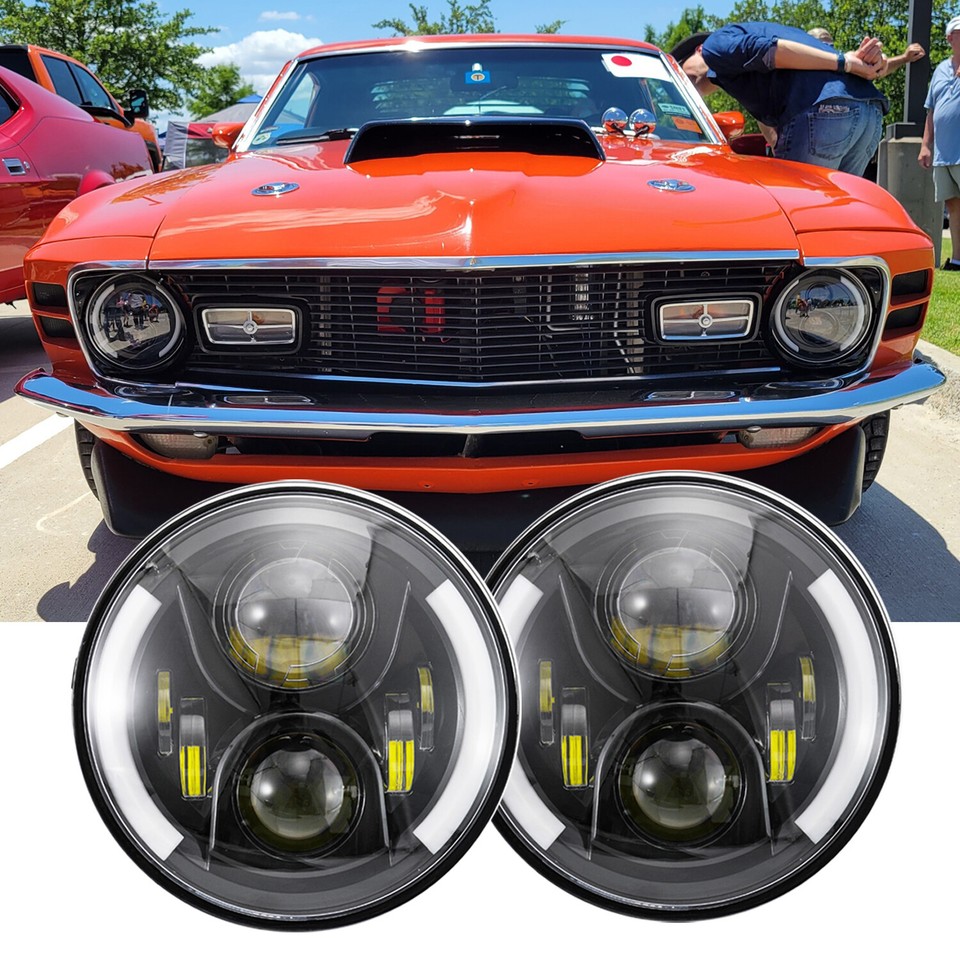 For Hummer H1 H2 H3 Pair 7" LED Headlight O Ring DRL w/ Turn Signals ...