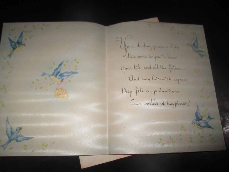 NEW UNUSED Vintage CONGRATULATIONS ON NEW BABY Card & Envelope - 1940's ...