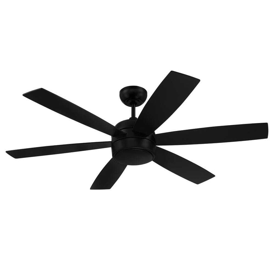 CRAFTMADE Trevor 52" Indoor/Outdoor Ceiling Fan Flat Black LED Light ...