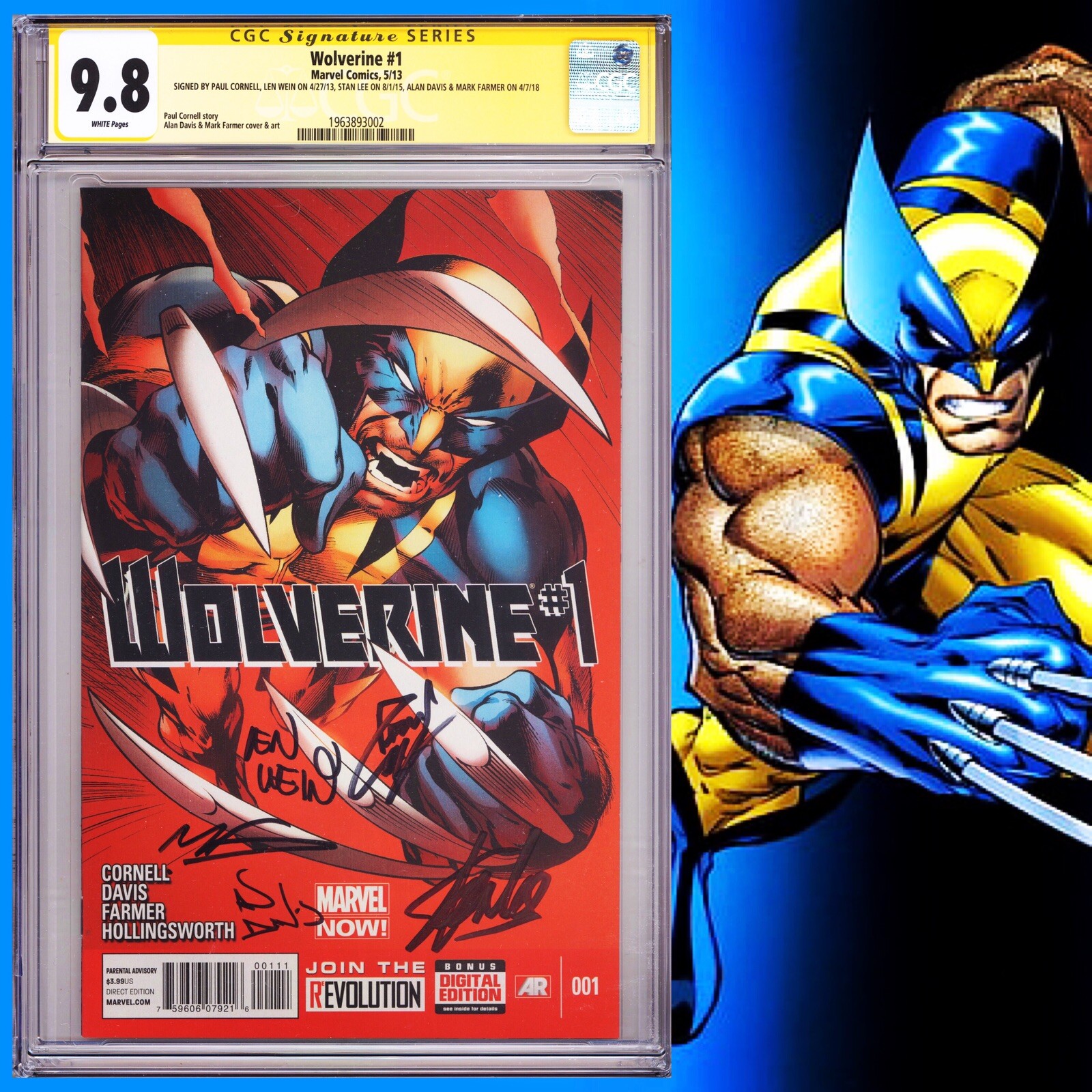 CGC 9.8 SS Wolverine #1 2013 signed by Lee, Wein, Cornell, Davis ...