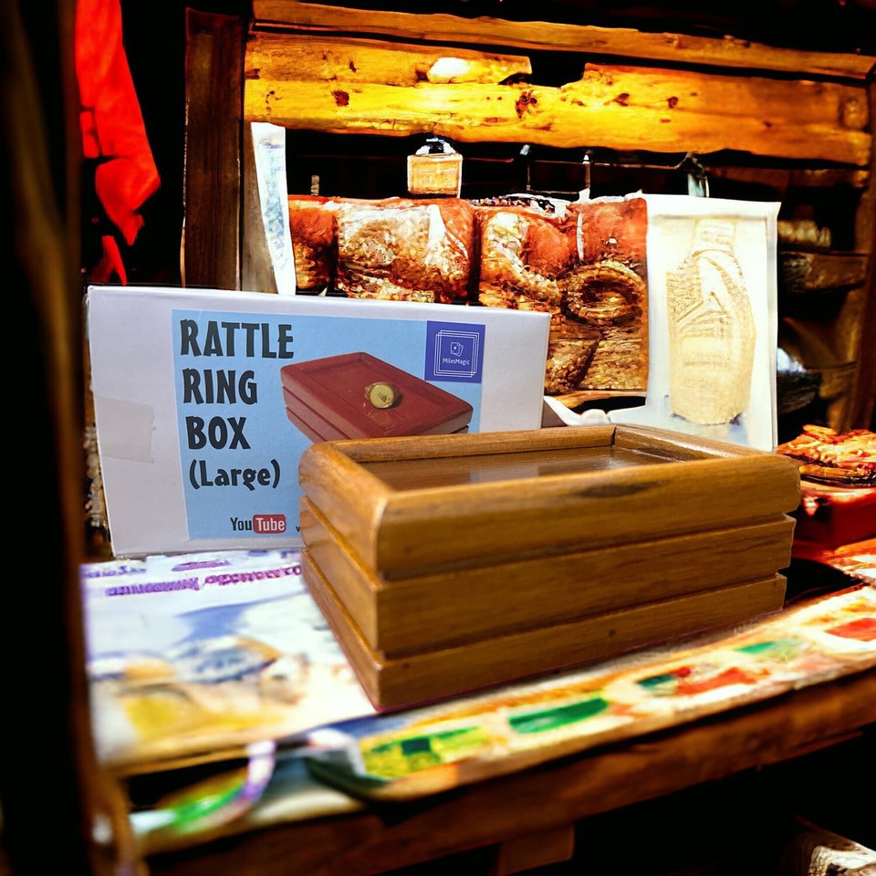Rattle Ring Box Gimmick Vanish Coins, Rings, Deluxe Wooden Close Up ...