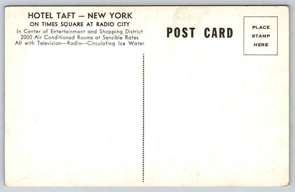 Hotel Taft New York on Times Square at Radio City vintage postcard | eBay