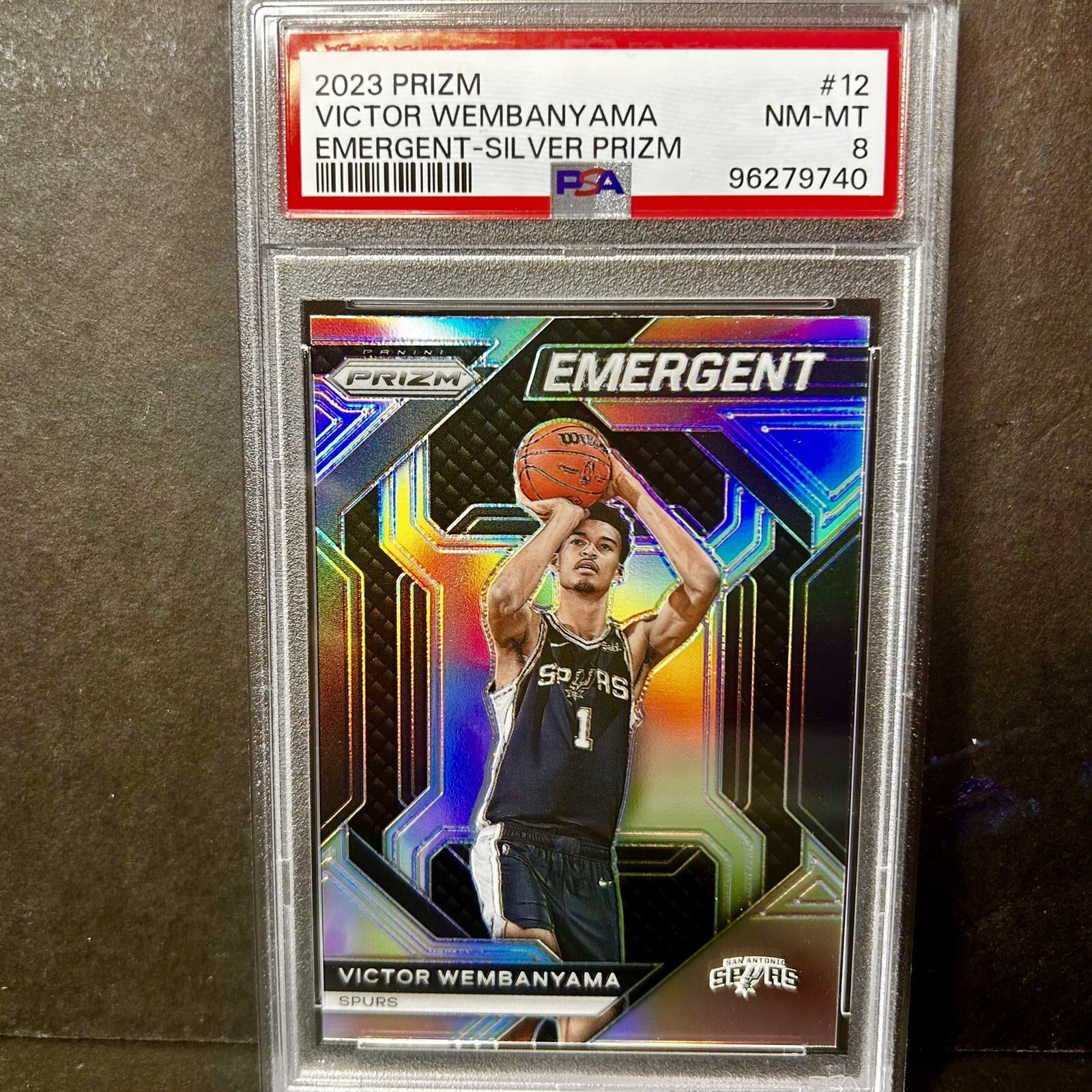 2023 Panini Prizm #12 VICTOR WEMBANYAMA Emergent SILVER PSA 8 NM-MT ...