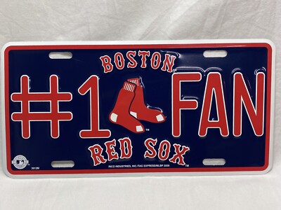 MLB Boston Red Sox #1 Fan License Plate Blue Rare 2009 NWT | eBay