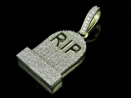 2Ct Round Simulated Diamond 14K Yellow Gold Plated Silver RIP Pendant ...