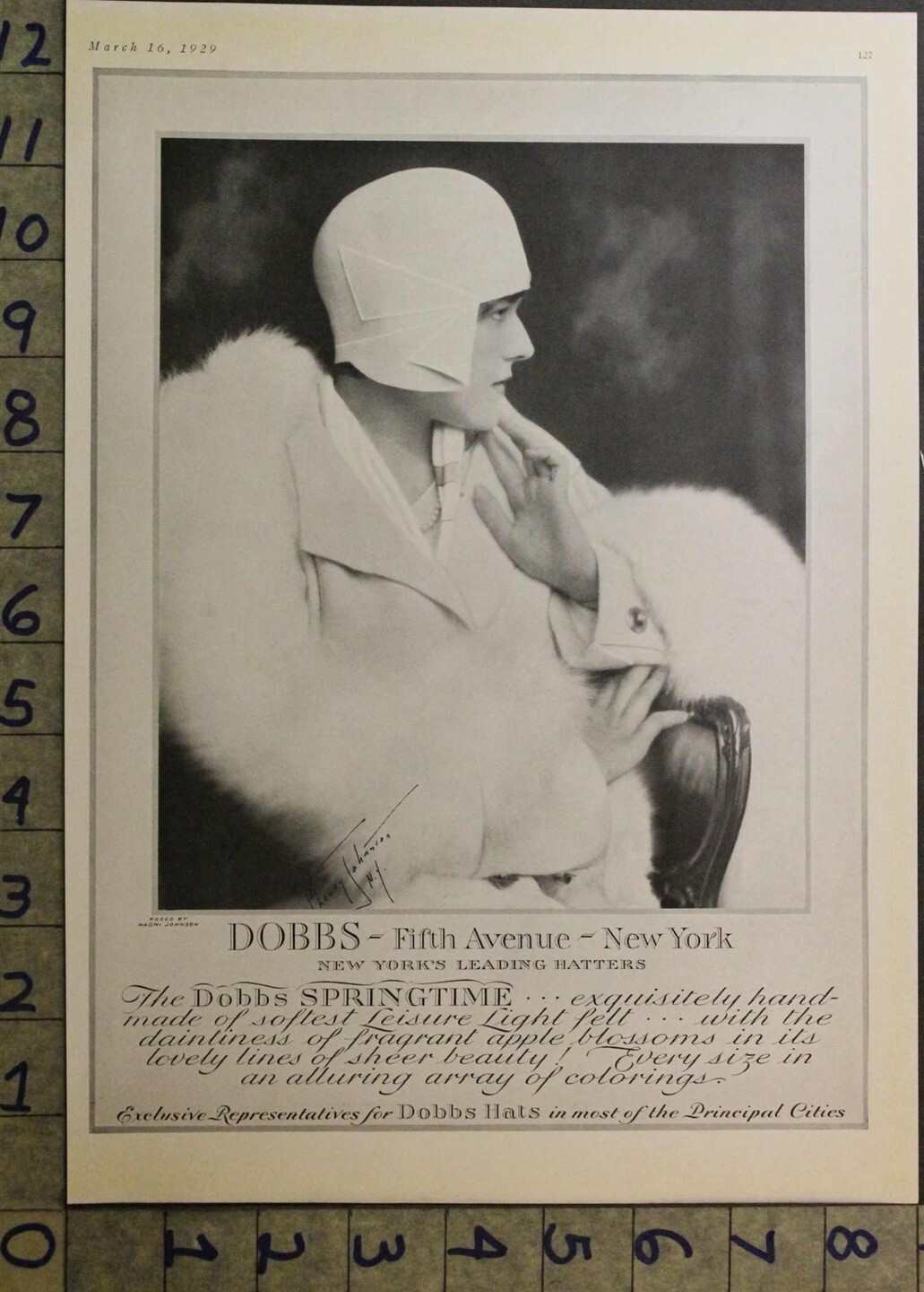 1929 DOBBS HAT MILLINERY NAOMI JOHNSON ALFRED CHENEY JOHNSTON FLAPPER ...