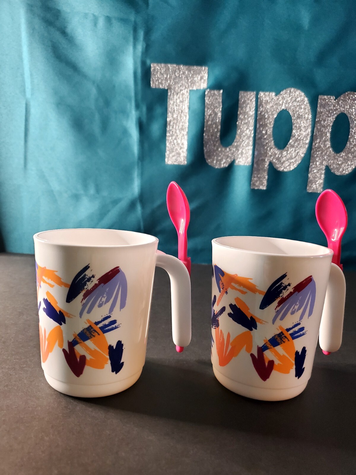 Tupperware Winter Cure Mug & Spoon Set 11oz set of 2 with hang on spoon ...