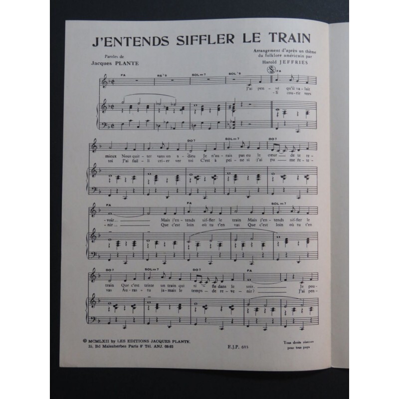 J'entends Siffler le Train Richard Anthony Chant Piano 1962 | eBay