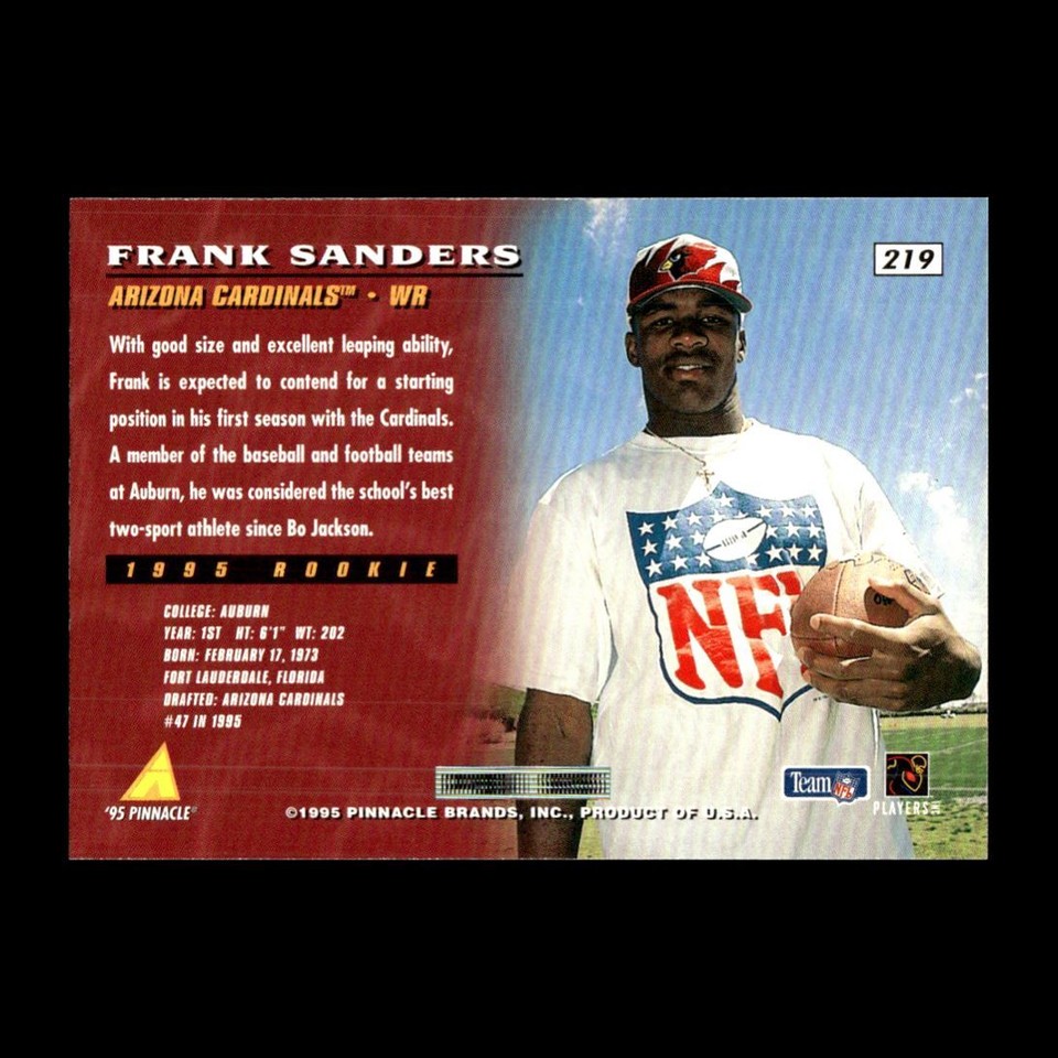 Frank Sanders 1995 Pinnacle Rookie Arizona Cardinals #219 R327H 92 | eBay