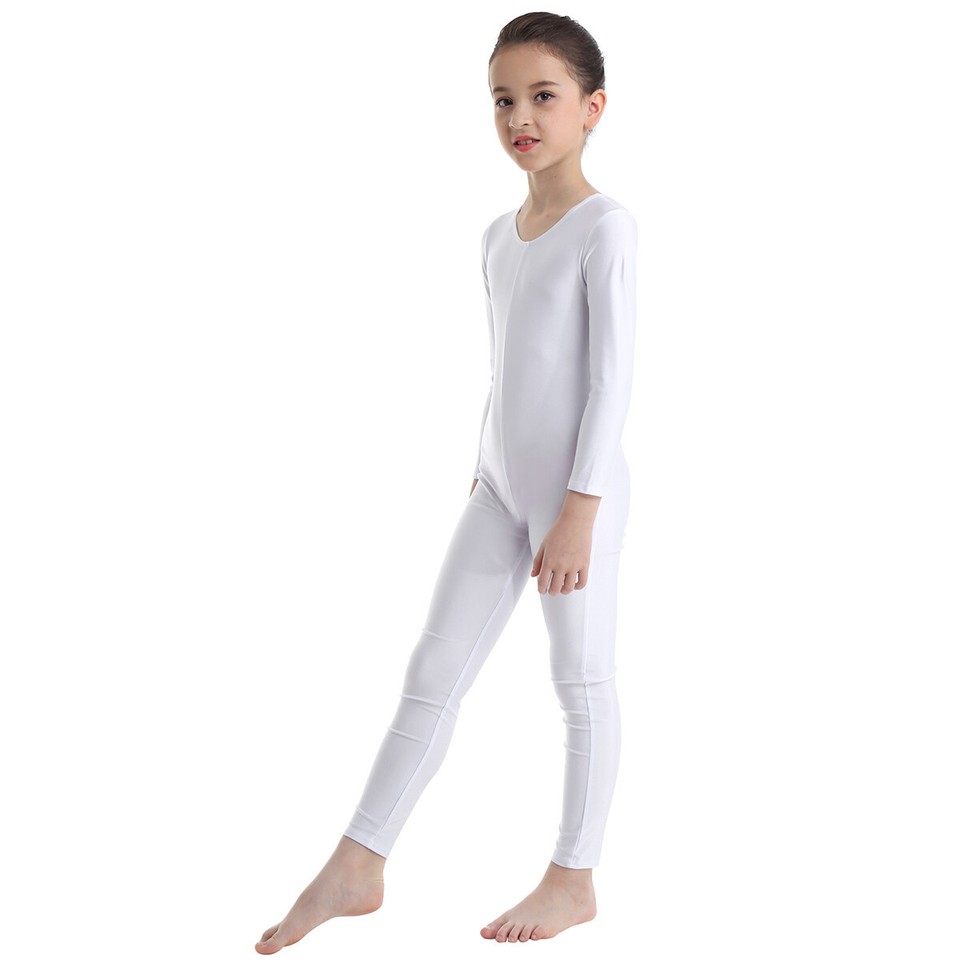 Kids Girls Unitard Training Leotard Activewear Jumpsuit Gymnastic ...
