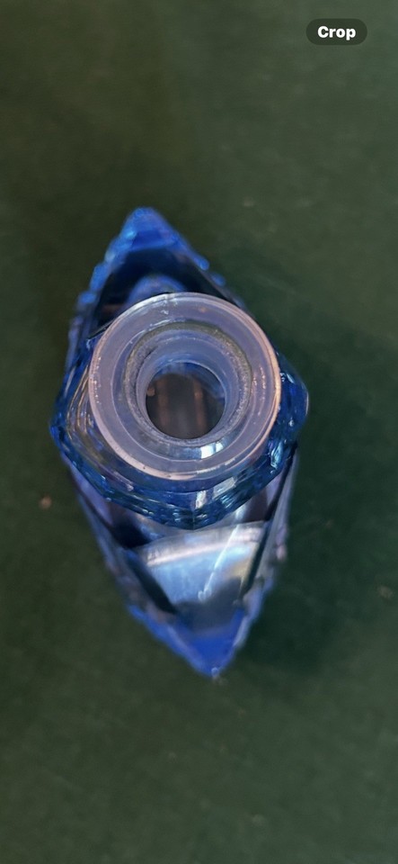 Vintage Old Czech Perfume Bottle Cut Floral Stopper+dauber Blue Base ...