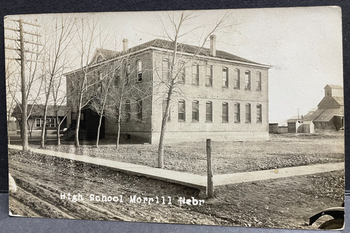 Morrill, Nebraska-High School Building c1921-RPPC Real Photo Postcard ...
