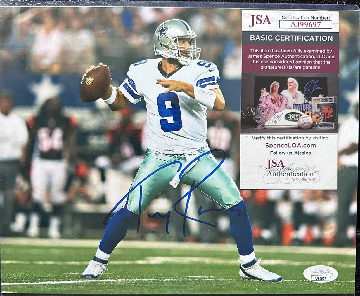 Tony Romo Dallas Cowboys Signed 8x10 Photograph JSA COA AJ99697 | eBay