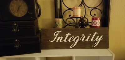 WALL PLAQUE SAYING ( Integrity) brown | eBay