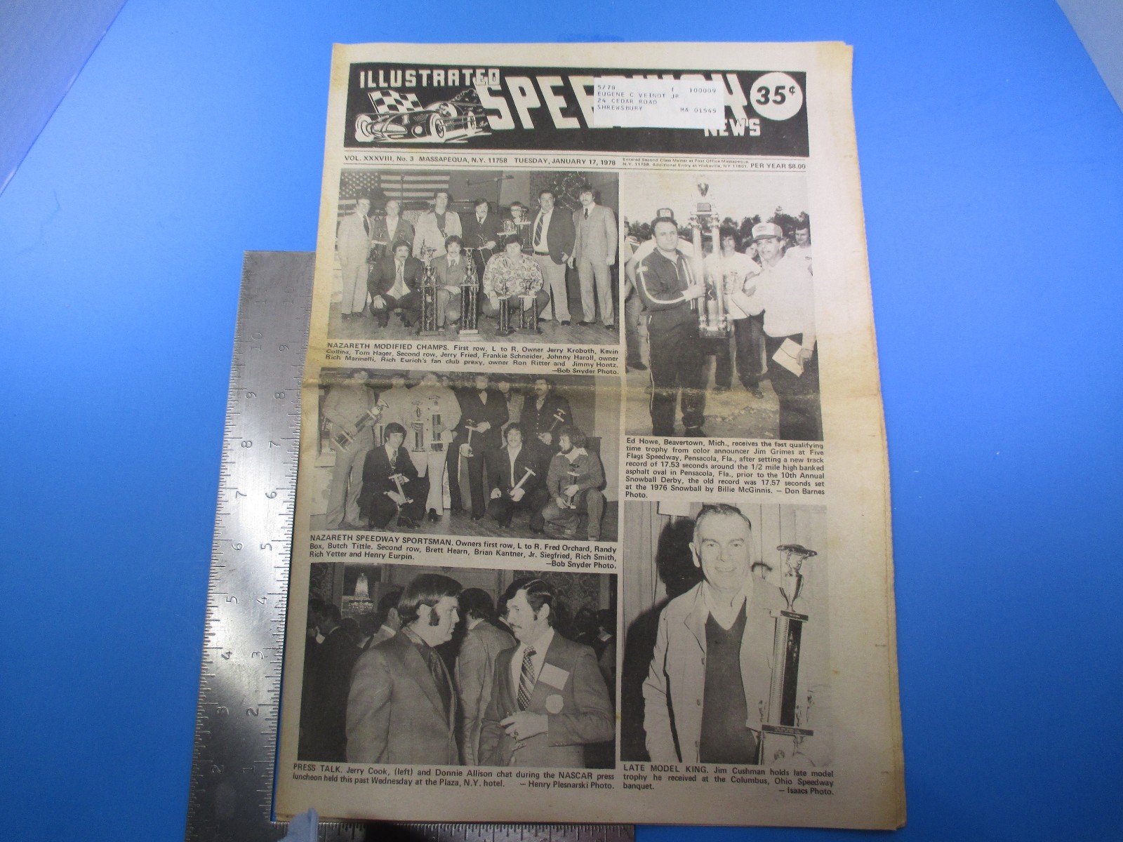 Illustrated Speedway News January 17, 1978 Nazareth Speedway Butch ...