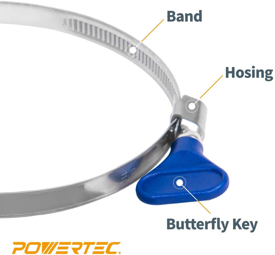 POWERTEC 70120 4-Inch Key Hose Clamp | Stainless Steel 4” Thumb Screw ...