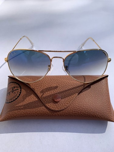 Ray-Ban Aviator Sunglasses RB3025 58-14mm Gold Frame & Blue Gradient ...