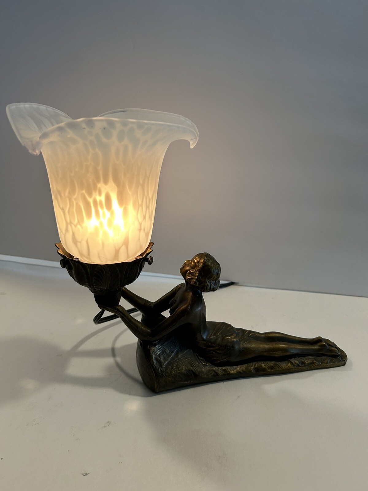 Chandler Style Art Deco Lamp Lady Nymph Laying Down Table Lamp Body ...