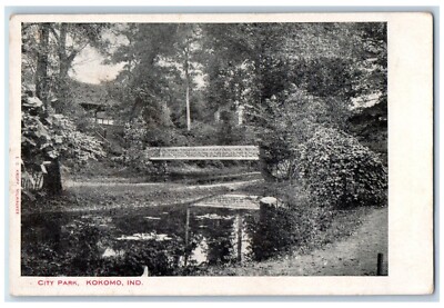 1905 Scenic View City Park Bridge River Kokomo Indiana Vintage Antique ...