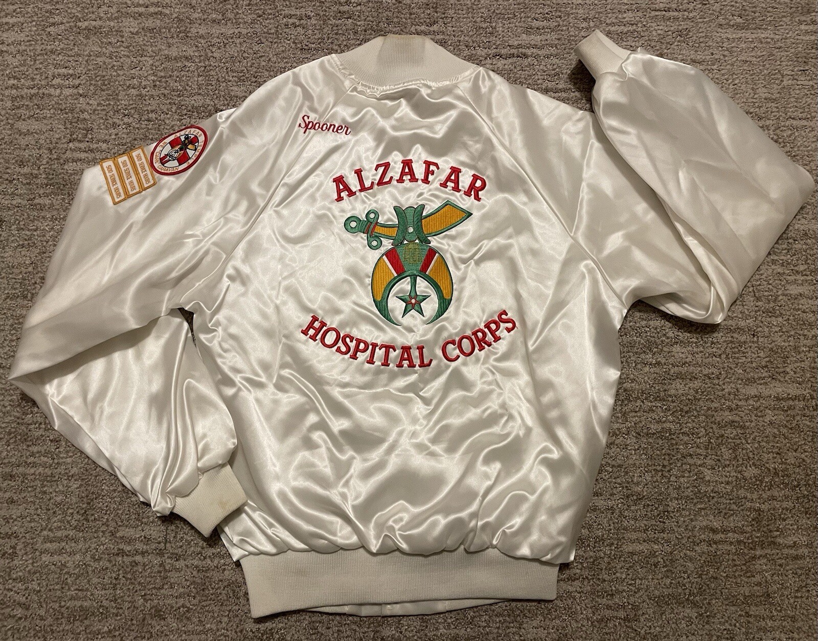 Vintage Hospital Corps 80s Satin Bomber Jacket White … - Gem
